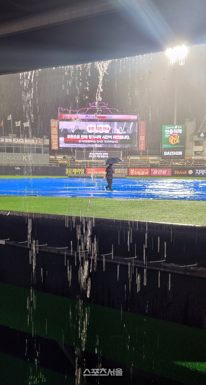 [포토]‘KT-KIA DH2차전 가을비에 지연