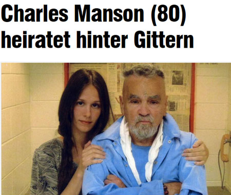 찰스 맨슨 옥중 결혼 54세 연하 신부…'충격적' 결혼 이유